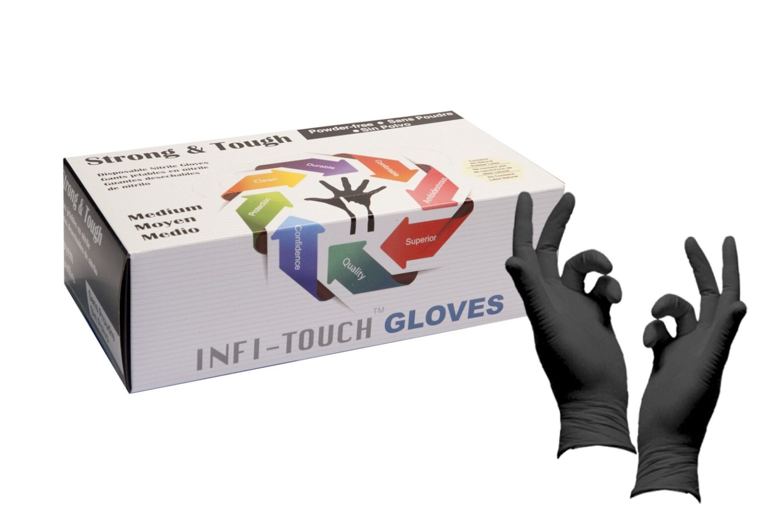 Black Nitrile Gloves - Heavy Duty - infitec gloves Strong and Tough Gloves