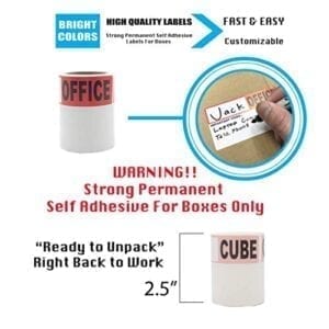 Office Moving Labels - 800 Color Coded Assorted labels 2.5" x 4.5" Size